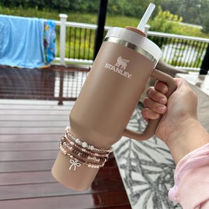 Almond Rose Bracelet Stack for Stanley Tumbler - Neutral Colors - Etsy