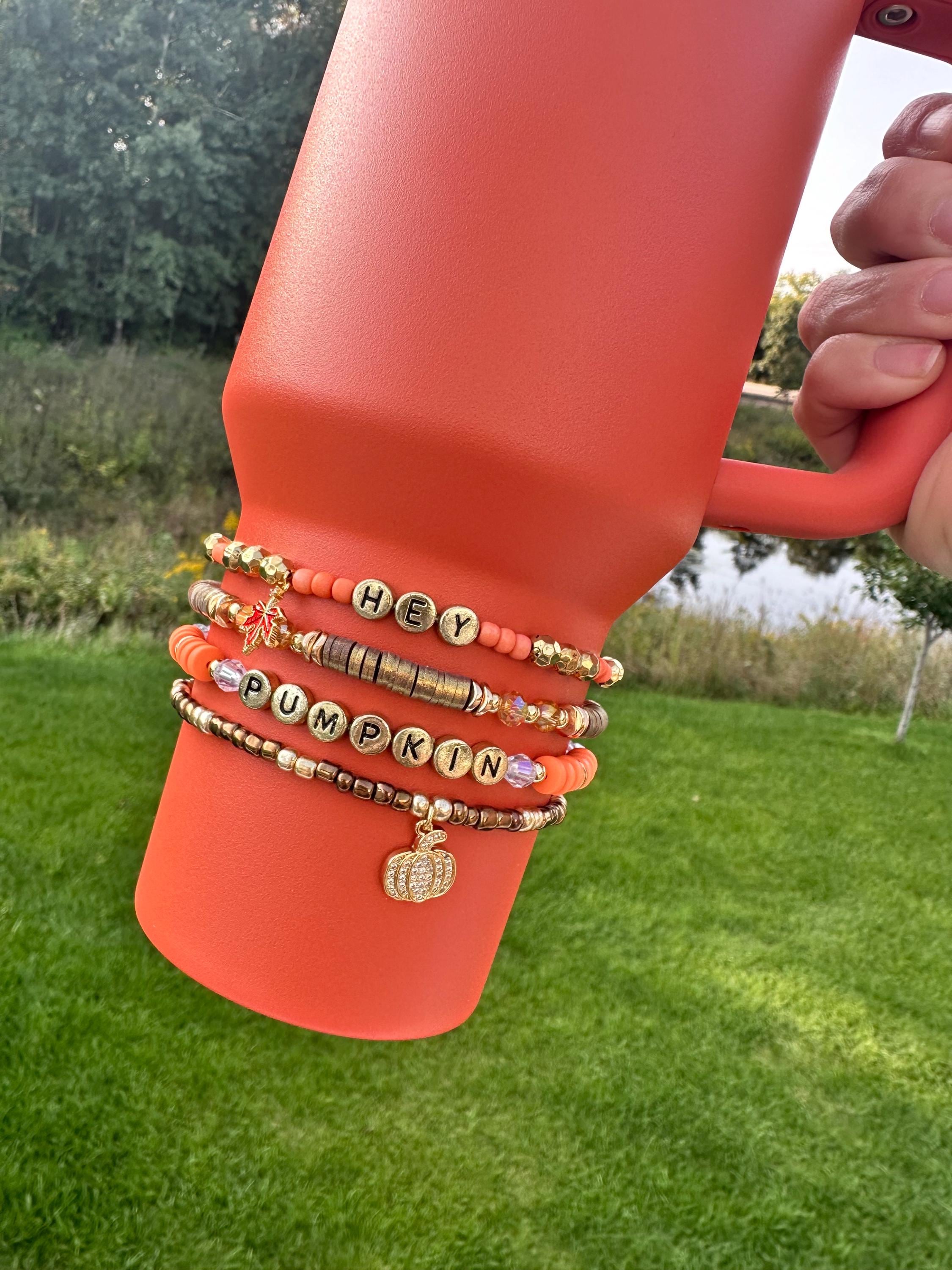 Pumpkin Spice Bracelet Stack for Stanley Tumbler - Word Bracelets ...