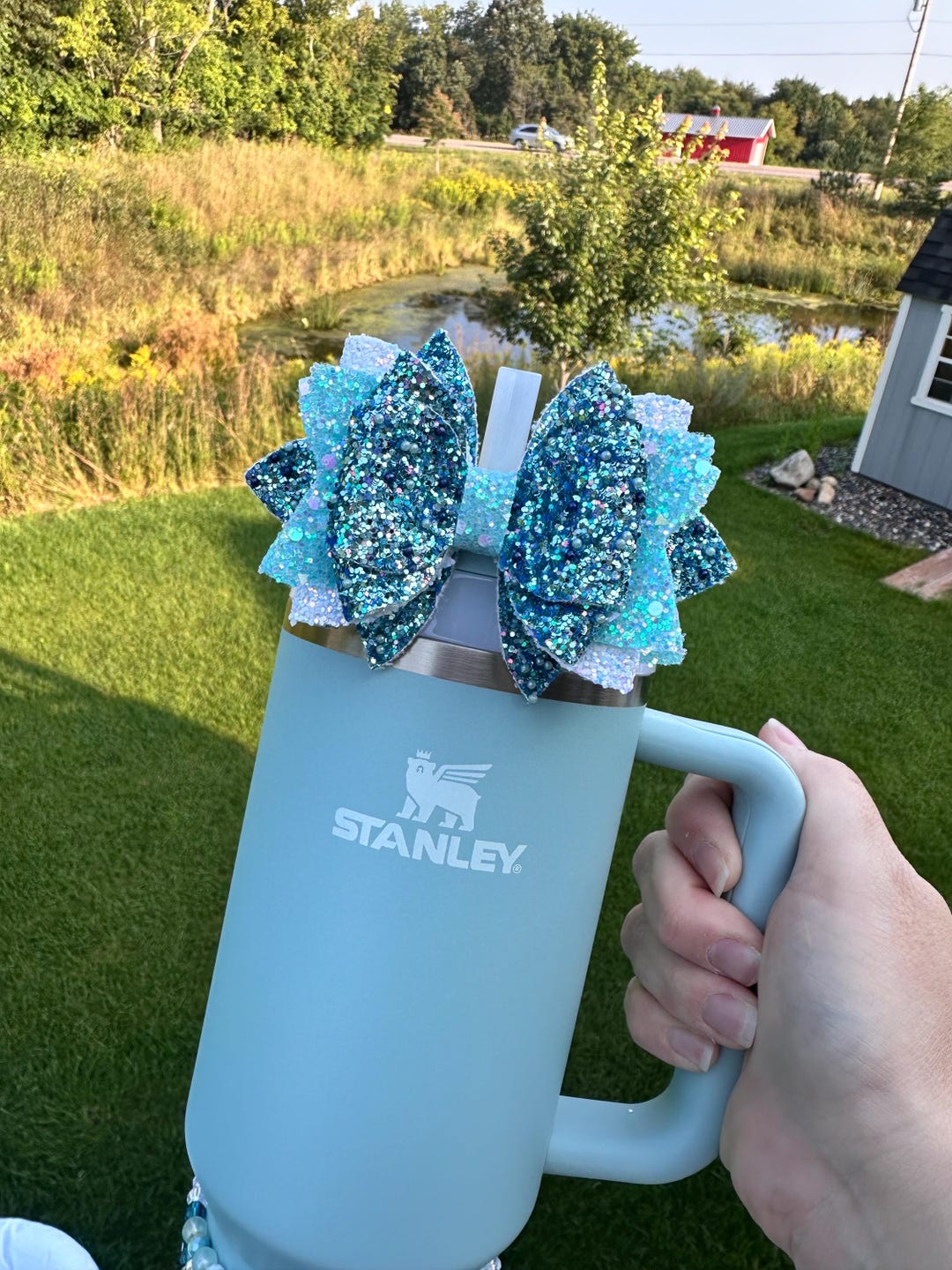 Seafoam Straw Topper Bow - Seafoam Stanley Straw Bow - Etsy
