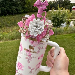 Loveshack Ribbon Rosa Stanley Straw Bow - Pink and Gold - Etsy