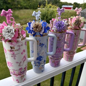 Loveshack Ribbon Rosa Stanley Straw Bow - Pink and Gold - Etsy