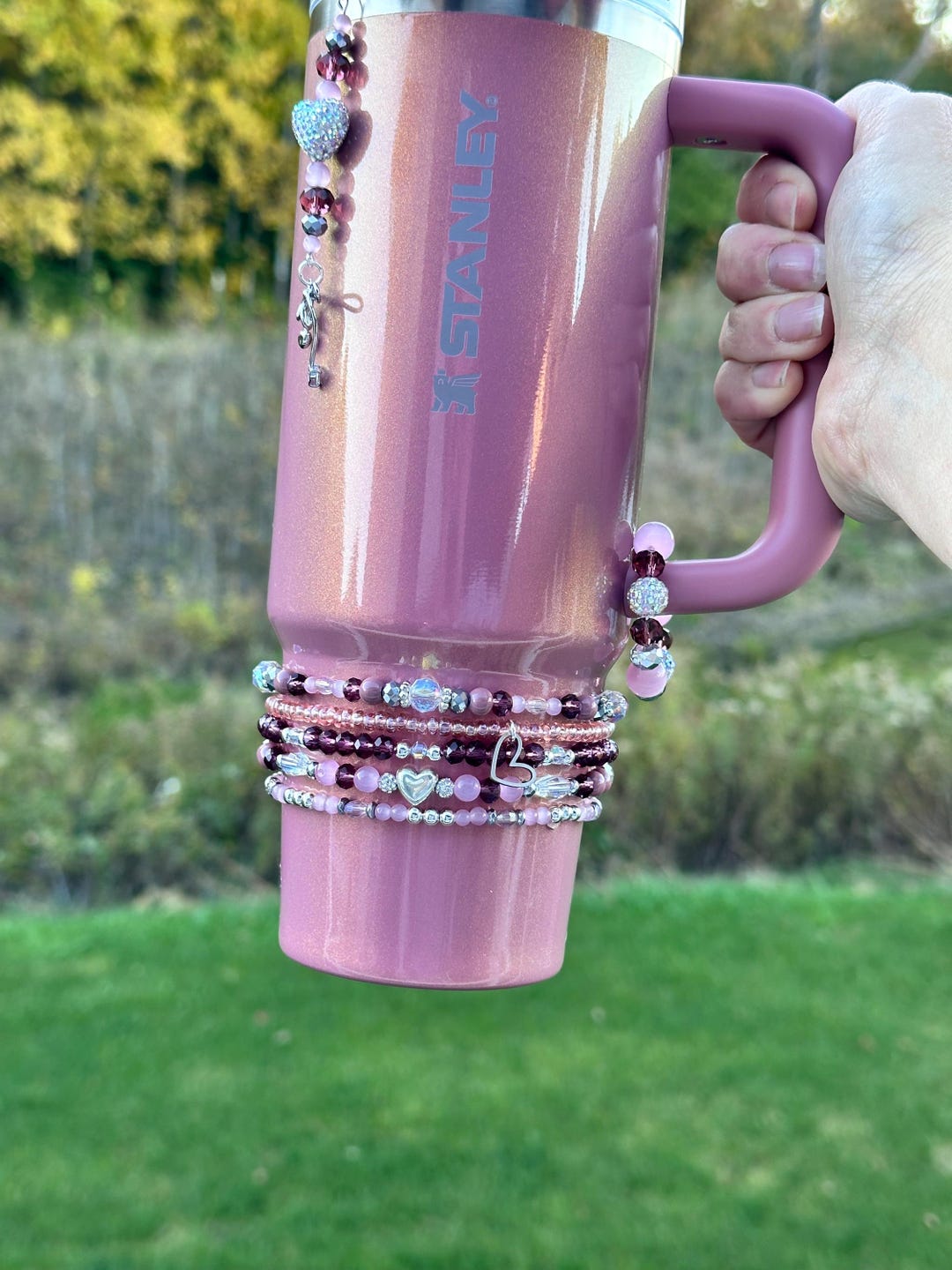 Port Shimmer Stanley Cup Bracelet Accessory - Pink and Maroon - Etsy
