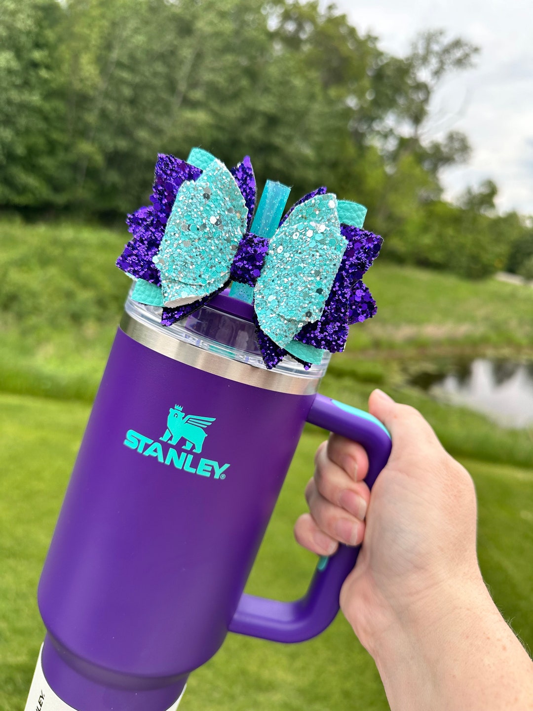 Purple and Teal Stanley Straw Bow - Etsy