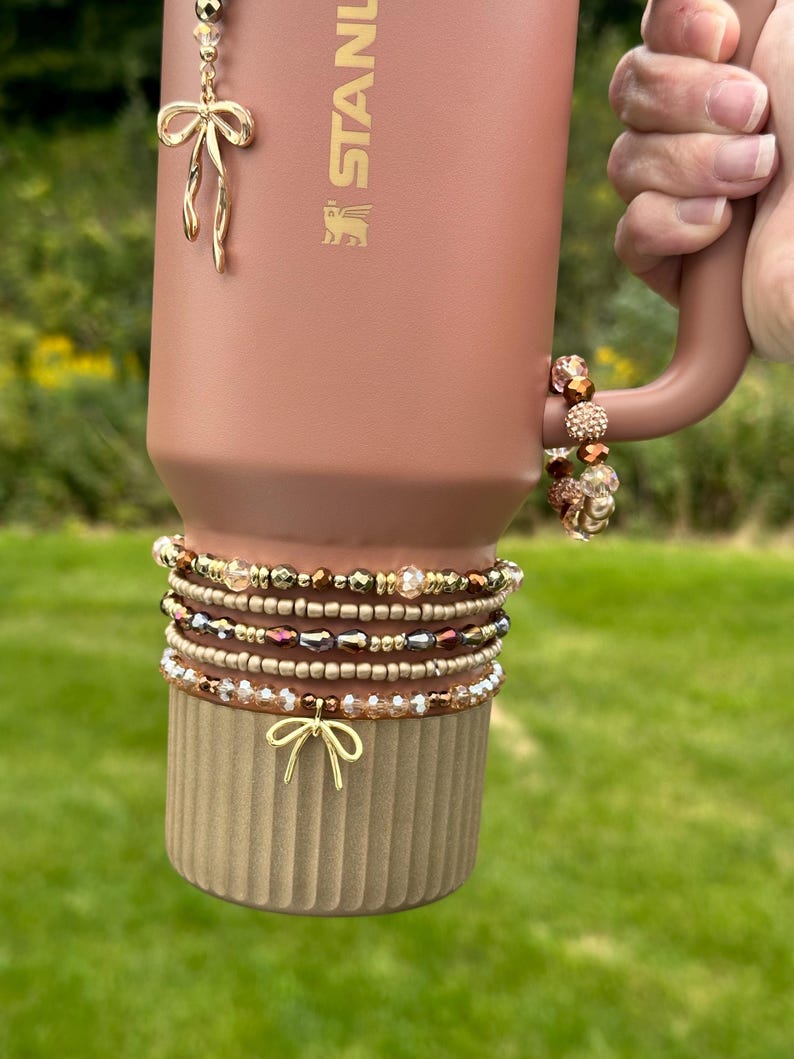 Mocha Latte Stanley Cup Bracelet Accessory - Brown and Gold - Etsy