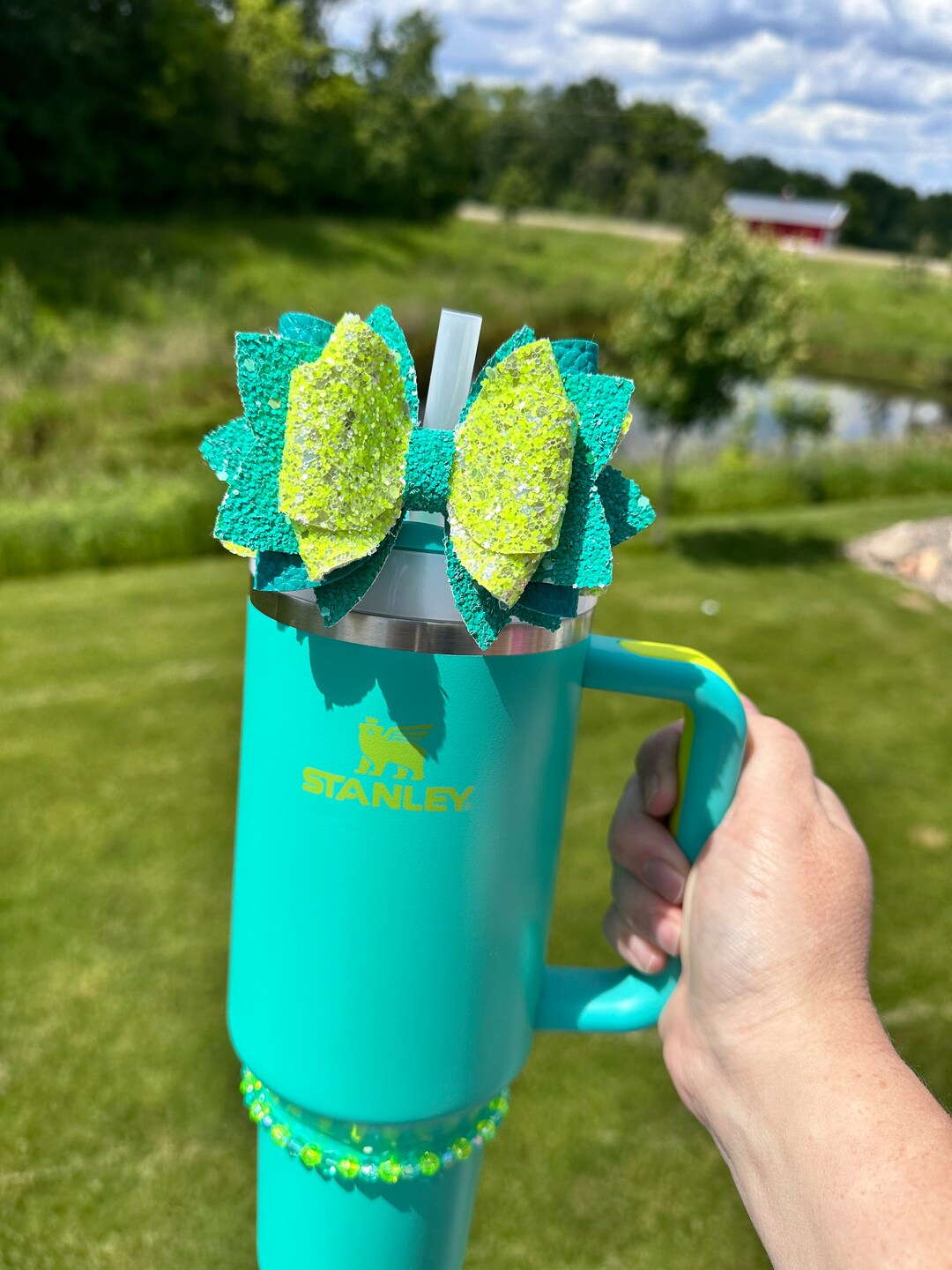 Lime and Teal Stanley Straw Bow - Tropical Teal - Etsy