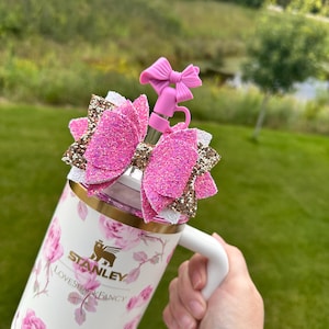 Loveshack Ribbon Rosa Stanley Straw Bow - Pink and Gold - Etsy