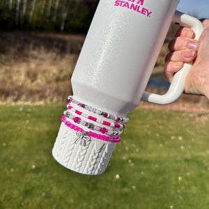 Crystal Crush Stanley Bracelet Accessories - White, Pink and Silver - Etsy