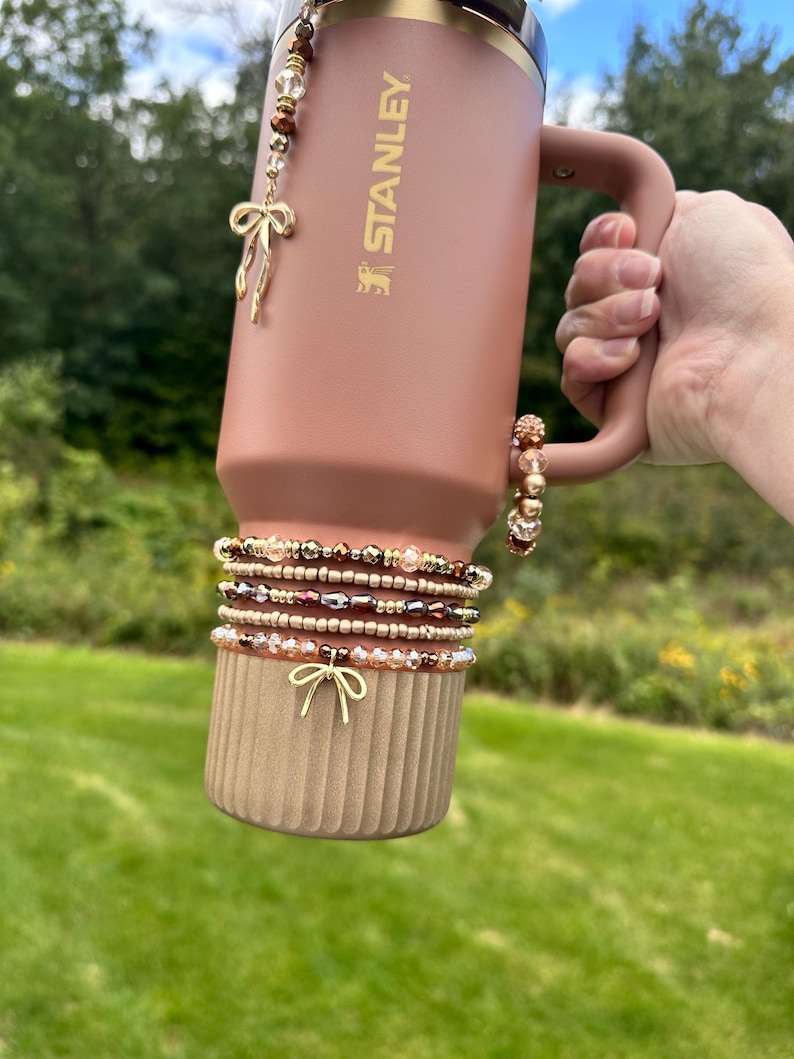 Mocha Latte Stanley Cup Bracelet Accessory - Brown and Gold - Etsy