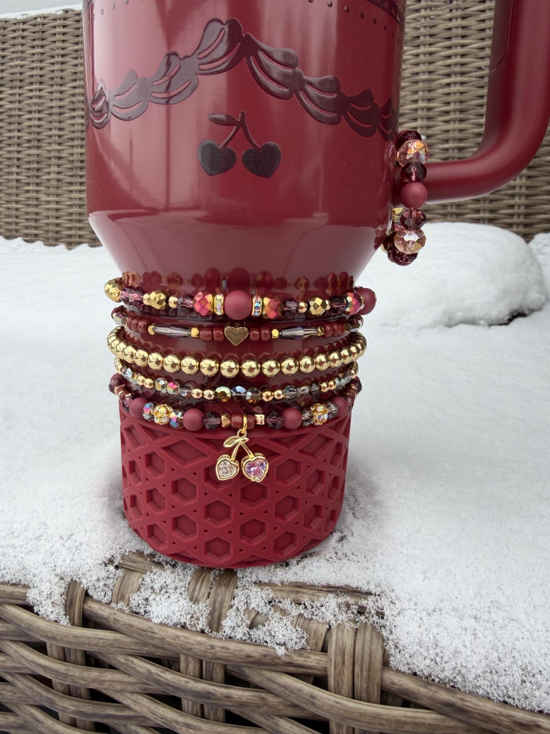 Red Velvet Stanley Cup Bracelet Accessory - Valentine Stanley Maroon ...