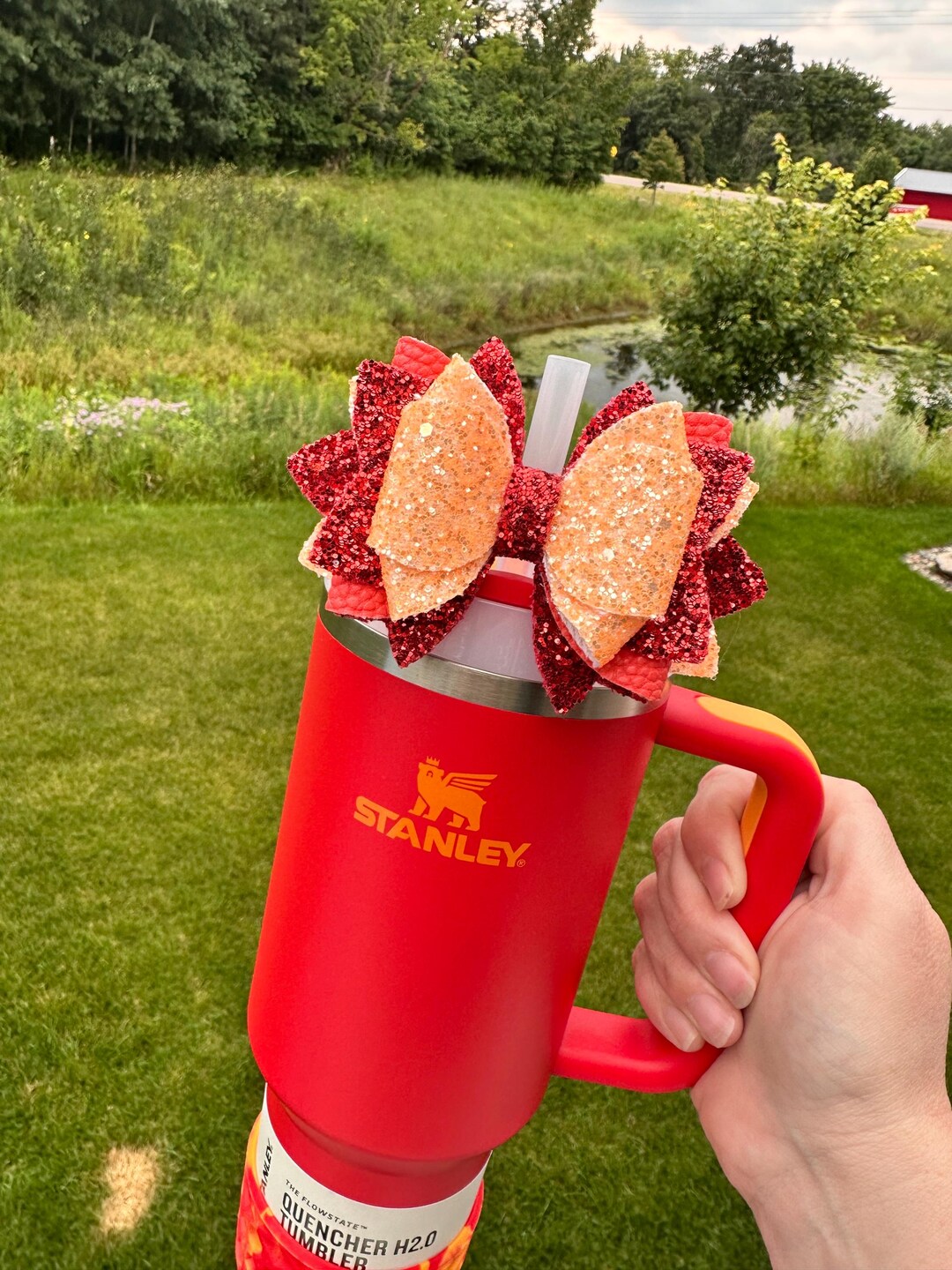 Chili Bow for Stanley Straw - Red and Orange Straw Bow - Etsy