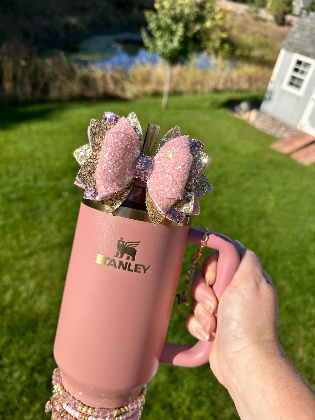 Antique Pink Stanley Straw Bow - Pink, Mauve, and Gold - Etsy
