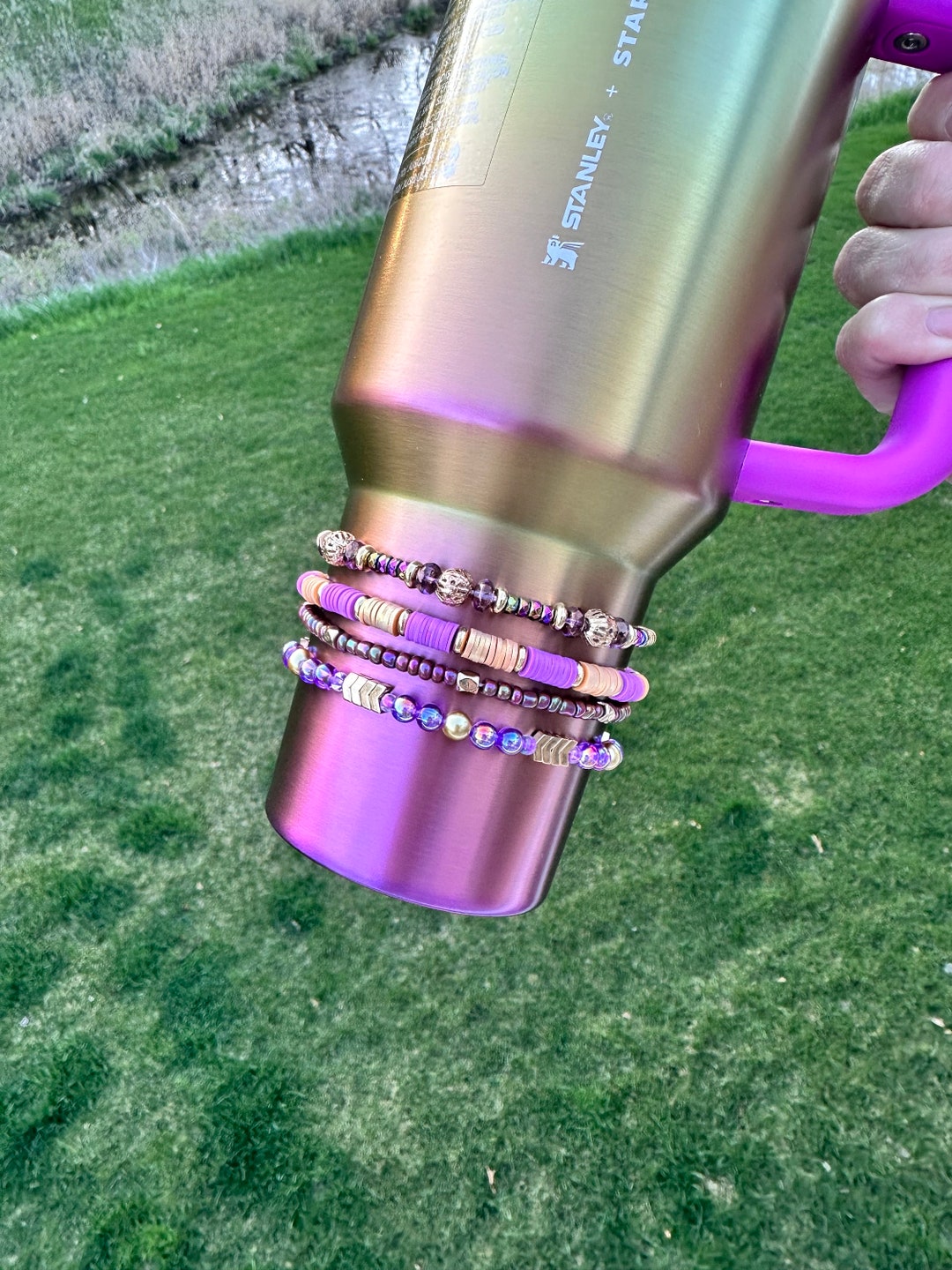 Summer Gradient Bracelet Stack for Stanley - Purple and Gold - Etsy