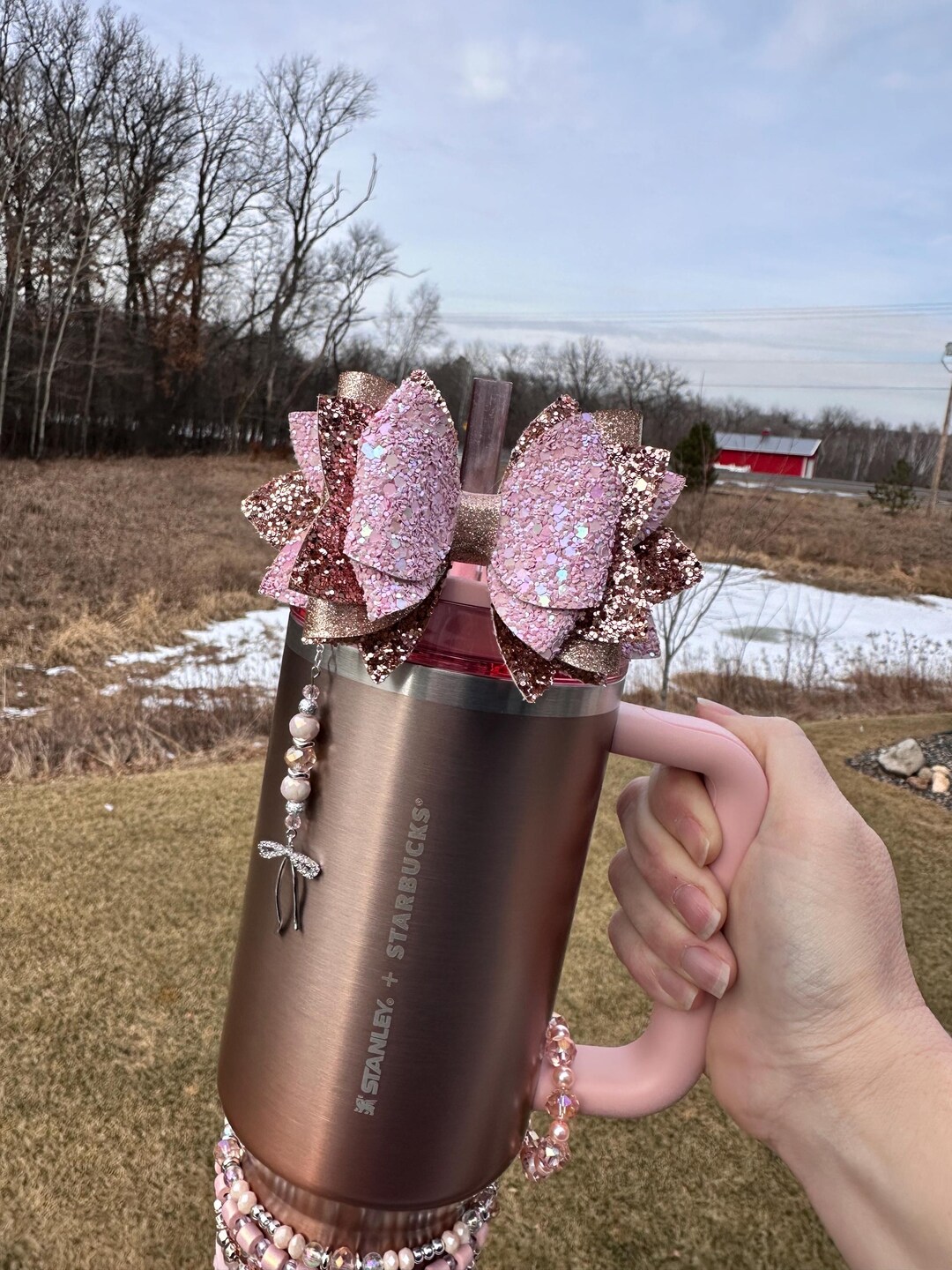 Rose Gold Starbucks Stanley Straw Bow - Etsy