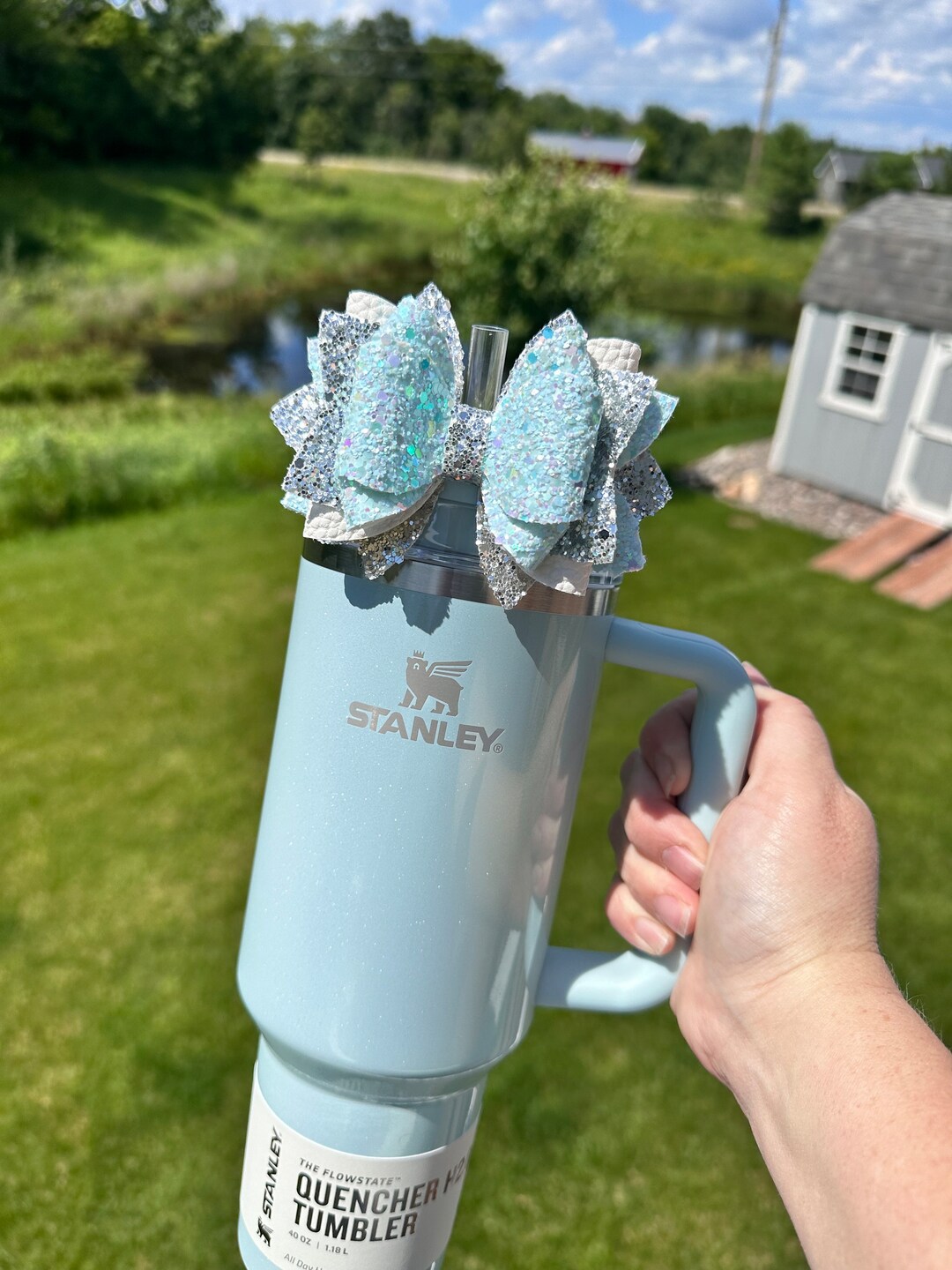 Blueberry Milk - Stanley Straw Bow - Blue, Silver, White - Etsy