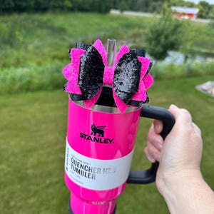 Neon Pink and Black Stanley Bow - Etsy