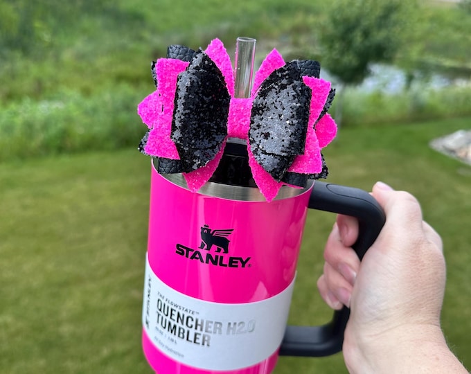 Neon Pink and Black Stanley Bow - Etsy