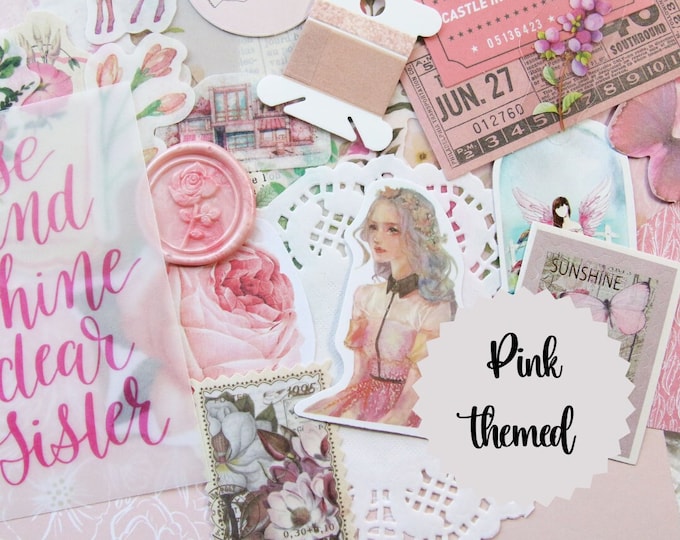 Pink Themed: Junk Journal Kit Mystery Bag 30 Pieces stickers, Book ...