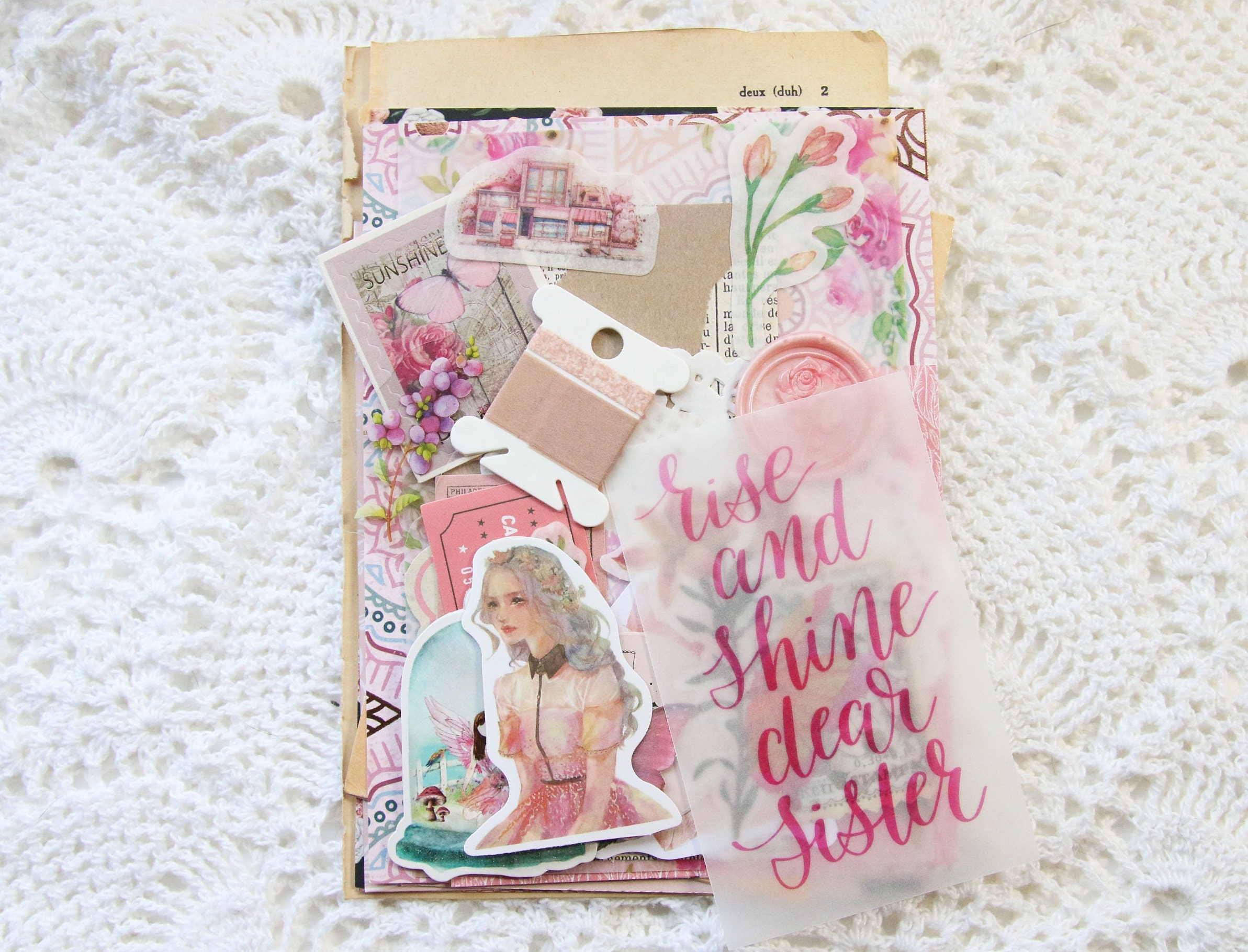 Pink Themed: Junk Journal Kit Mystery Bag 30 Pieces stickers, Book ...