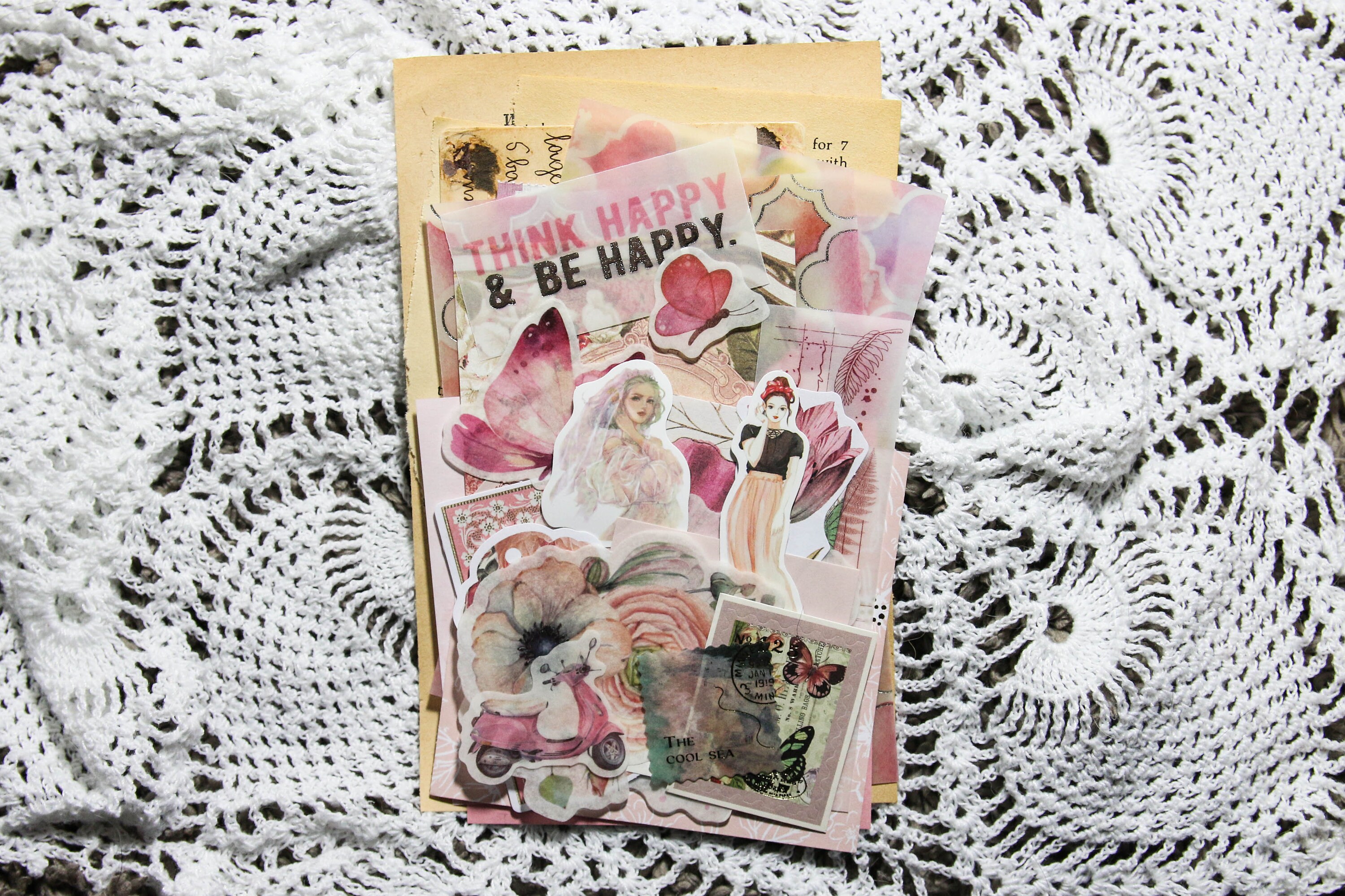 Pink Themed: Junk Journal Kit Mystery Bag 30 Pieces |stickers, Book ...