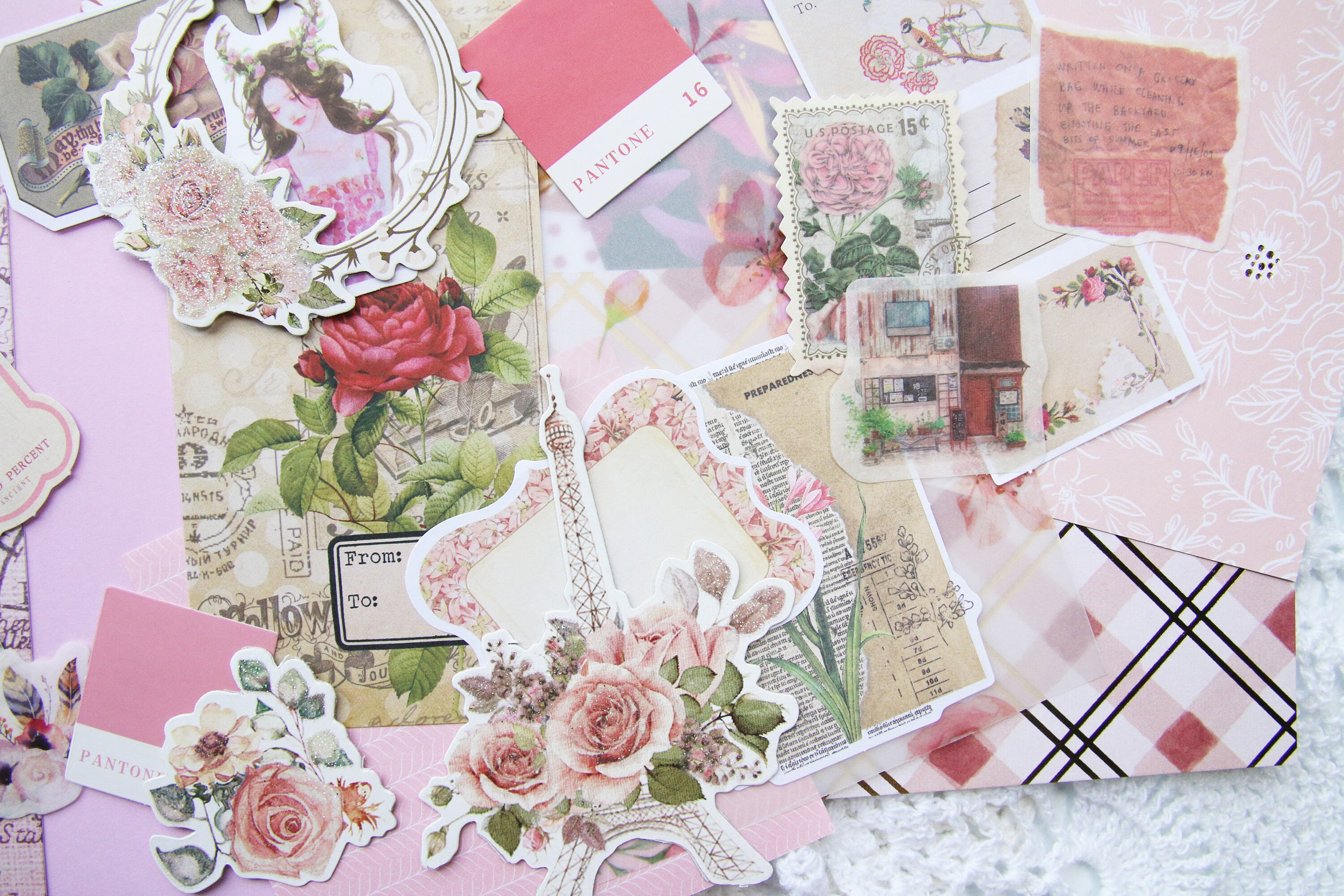 Pink Themed: Junk Journal Kit Mystery Bag 30 Pieces |stickers, Book ...