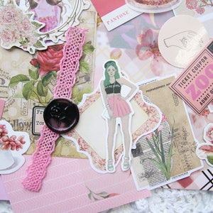 Pink Themed: Junk Journal Kit Mystery Bag 30 Pieces |stickers, Book ...