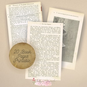 Vintage Book Page Printable Digital Download - Set of 20 Authentic ...