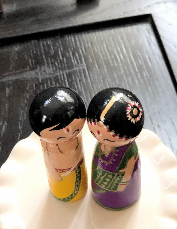 Handmade Peg Doll, Couple Cake Topper, Tamil Iyengar Couple, Indian ...