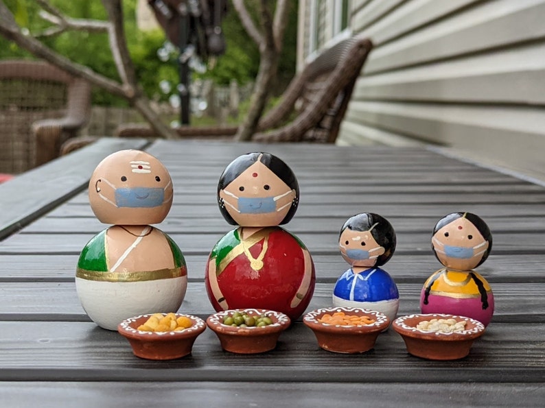 Handmade Chettiar Dolls: Indian Golu Bommai Family, Navarathri Decor ...