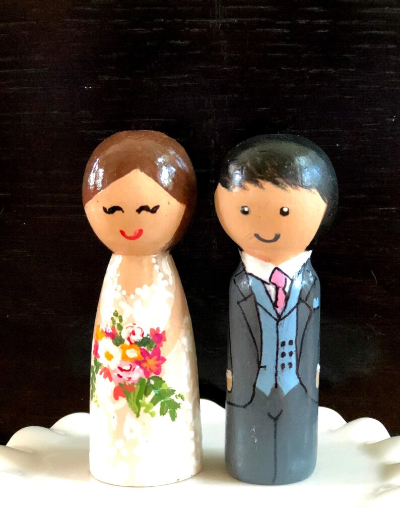 Handmade Custom Peg Doll Cake Topper Wedding Couple Wedding - Etsy