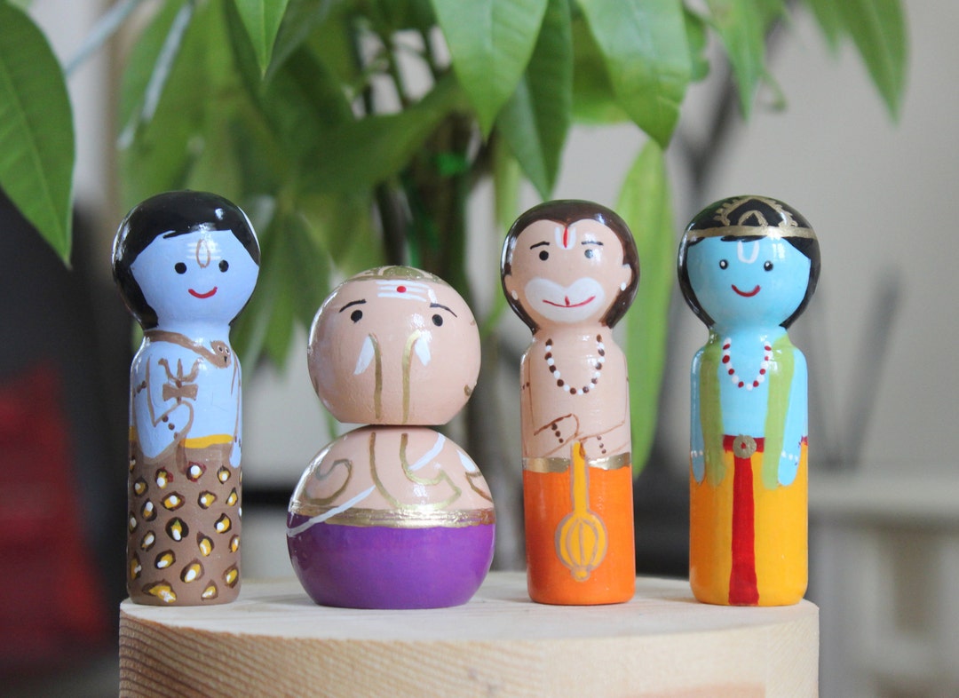 Handmade Hindu God Peg Dolls: Golu Bommai Dolls, Indian Gods, - Etsy