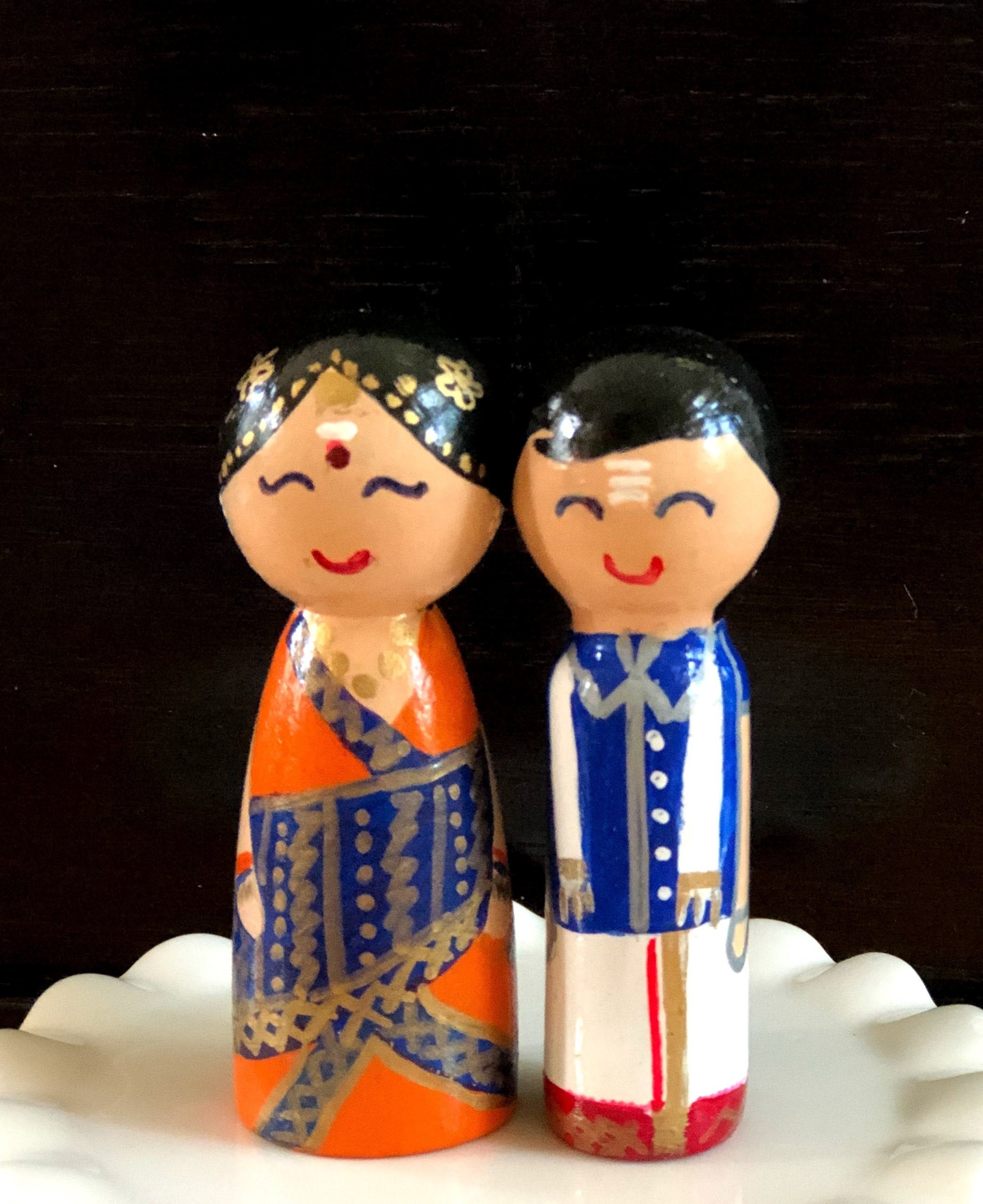 Indian Peg Doll, Indian Cake Topper, Tamil Iyer Couple, Indian Wedding ...