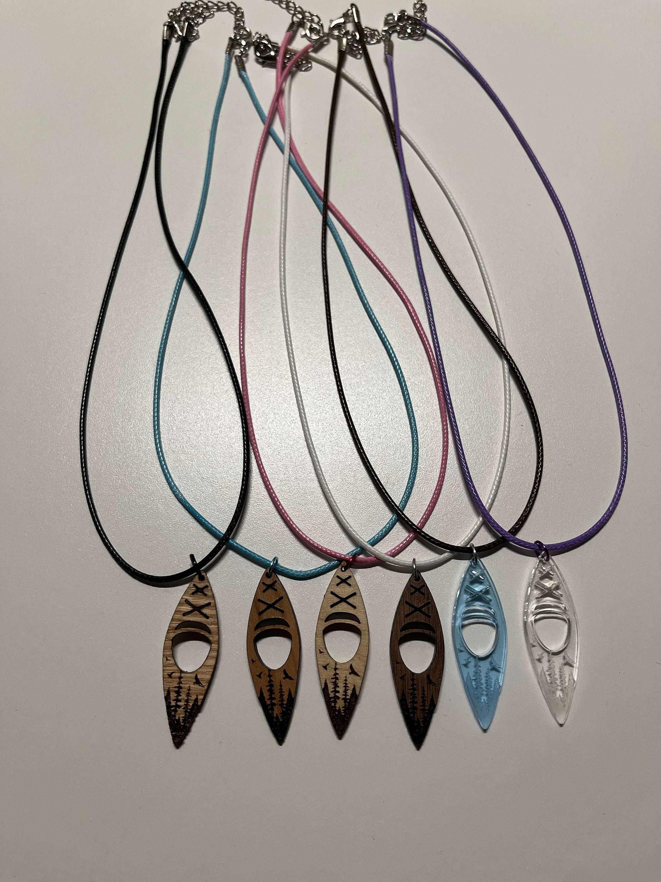 Laser Engraved Hardwood Kayak Necklace Jewelry - Etsy