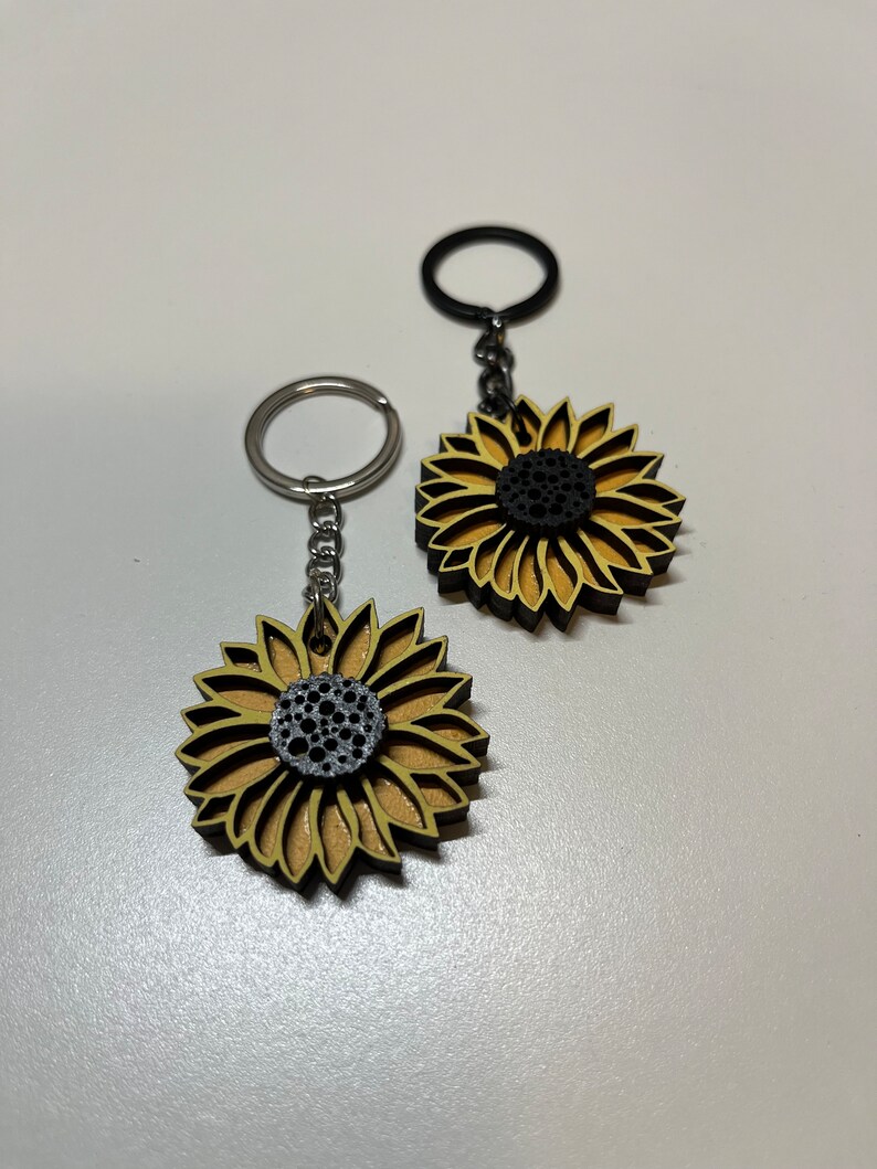 Laser Cut Sunflower Keychain - Etsy