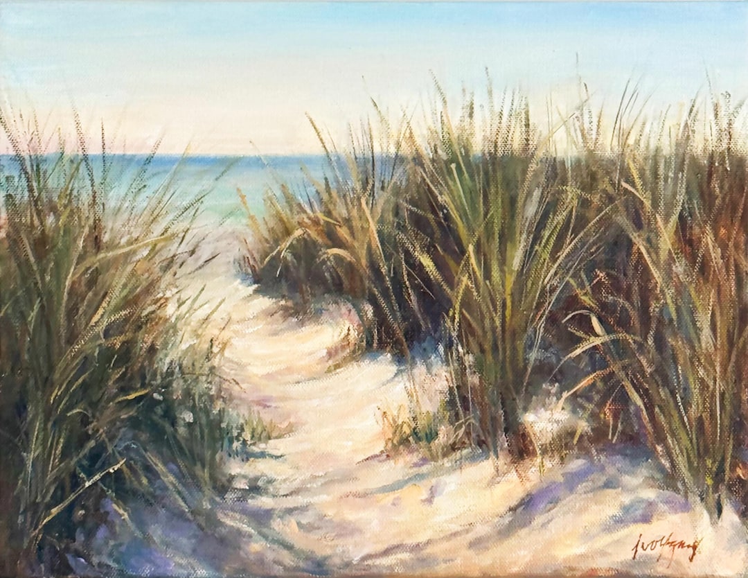 Beach Ocean Coastal Wall Decor Original Oil Painting Horizontal Sand ...