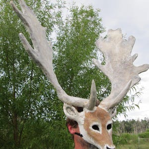 Fallow Deer Mask With Antlers, Handmade Costume Mask - Etsy