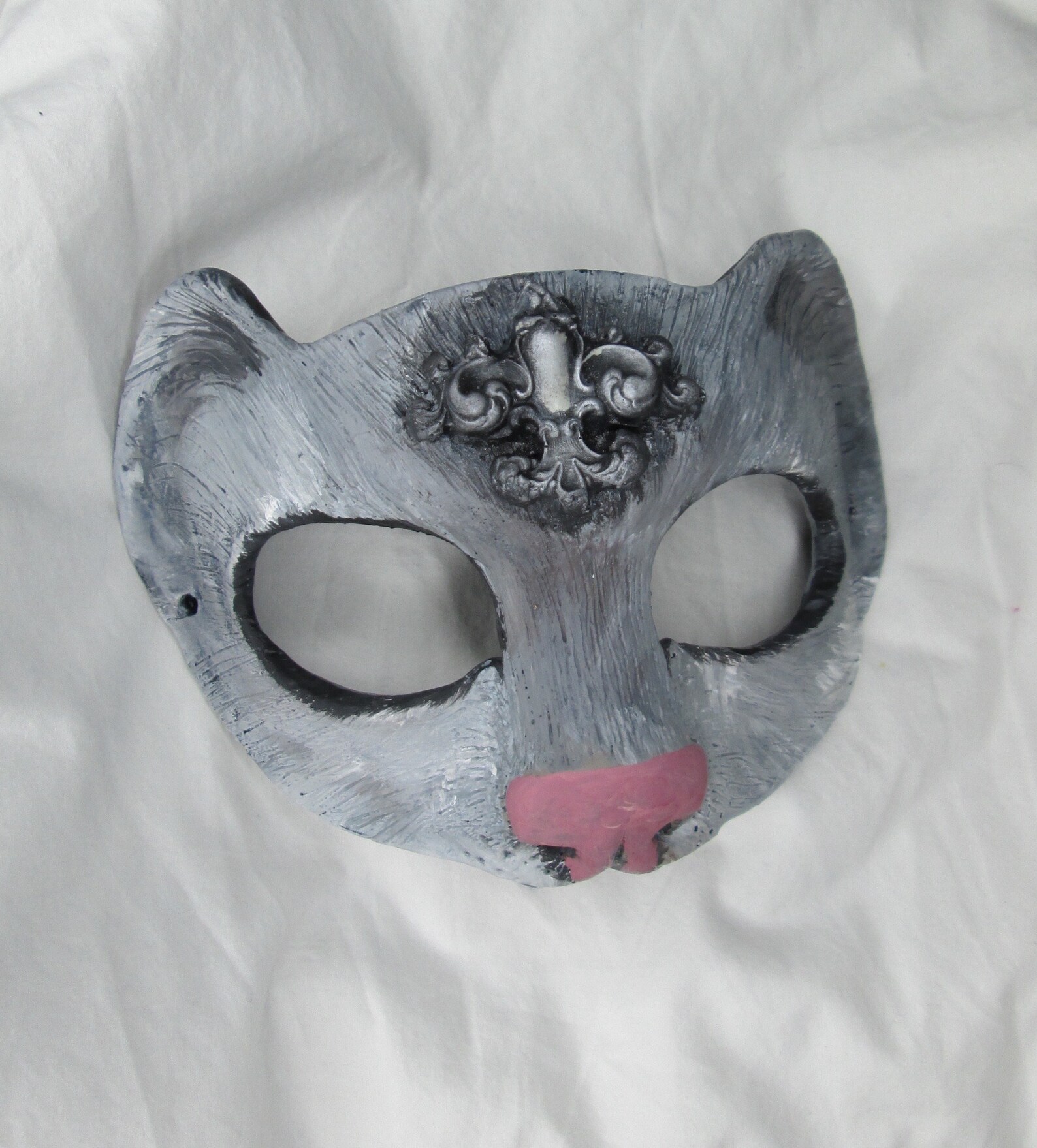 Silver mink mask Ferret animal mask hand painted pink | Etsy