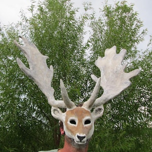 Fallow Deer Mask With Antlers, Handmade Costume Mask - Etsy