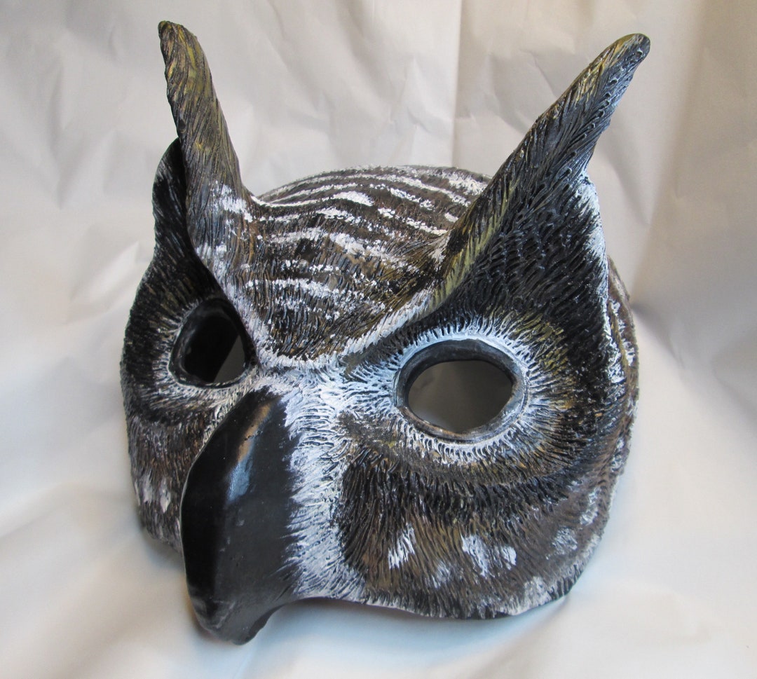 Horned Owl Mask, Snowy, White Horned Owl, Masquerade Mask, Costume Mask ...