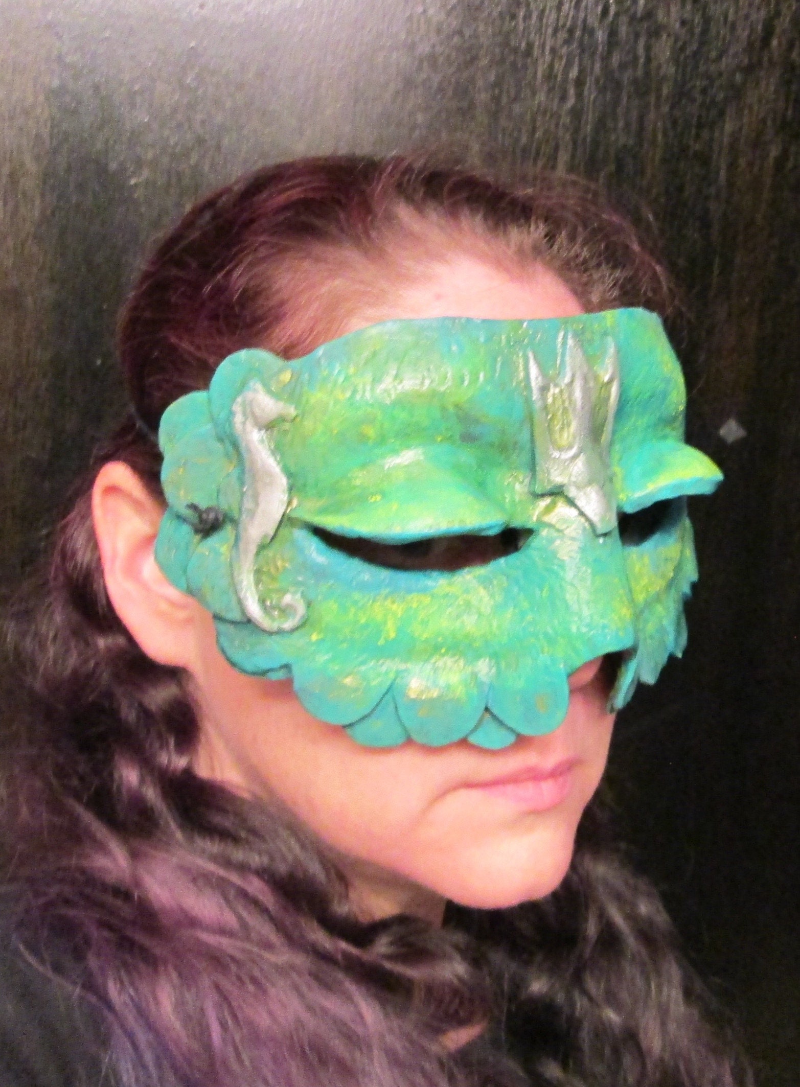 Merman Creature Mask Sea Green Masquerade Mask Costume | Etsy