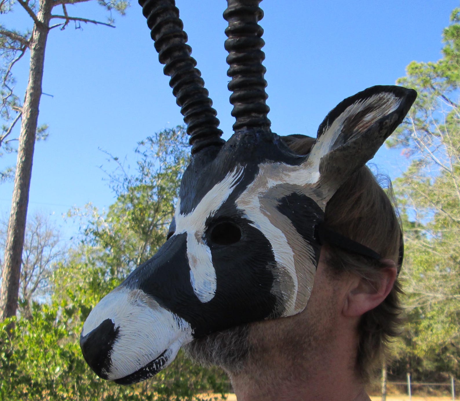 Handmade Gemsbok Costume Mask: Faux Antlers, Wildlife Art - Etsy