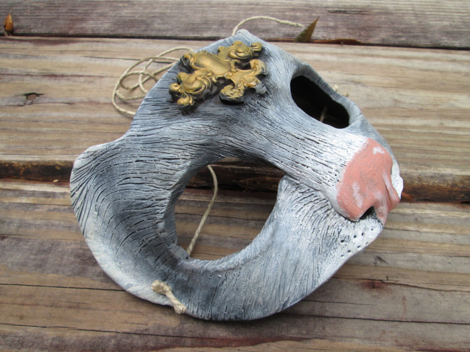 Silver mink mask Ferret animal mask hand painted pink | Etsy