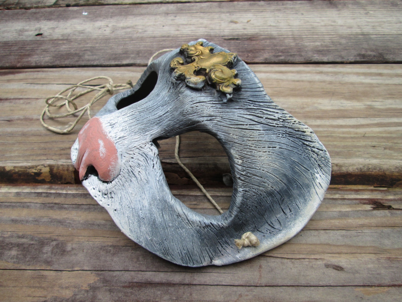 Silver mink mask Ferret animal mask hand painted pink | Etsy