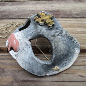 Silver Mink Mask, Ferret, Animal Mask, Hand Painted, Pink Nose ...