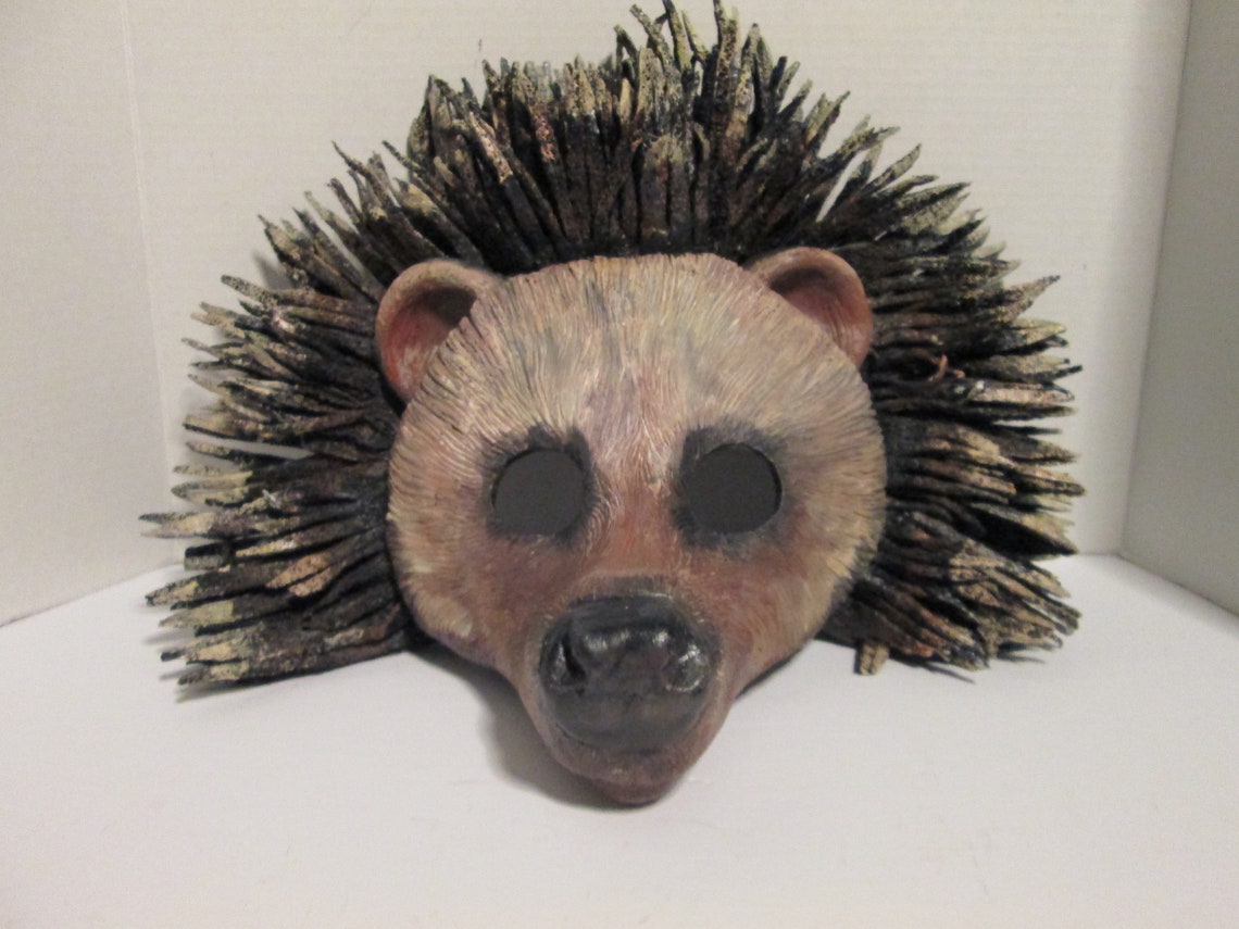 Hedgehog Costume Mask: Faux Quills, Woodland Animal Masquerade - Etsy