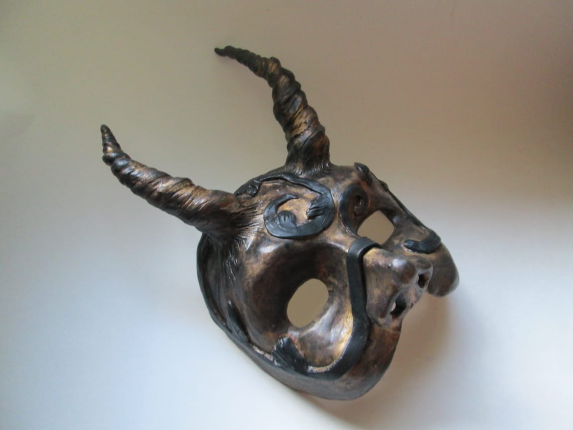 Máscara de mascarada larp medieval máscara con cuernos | Etsy