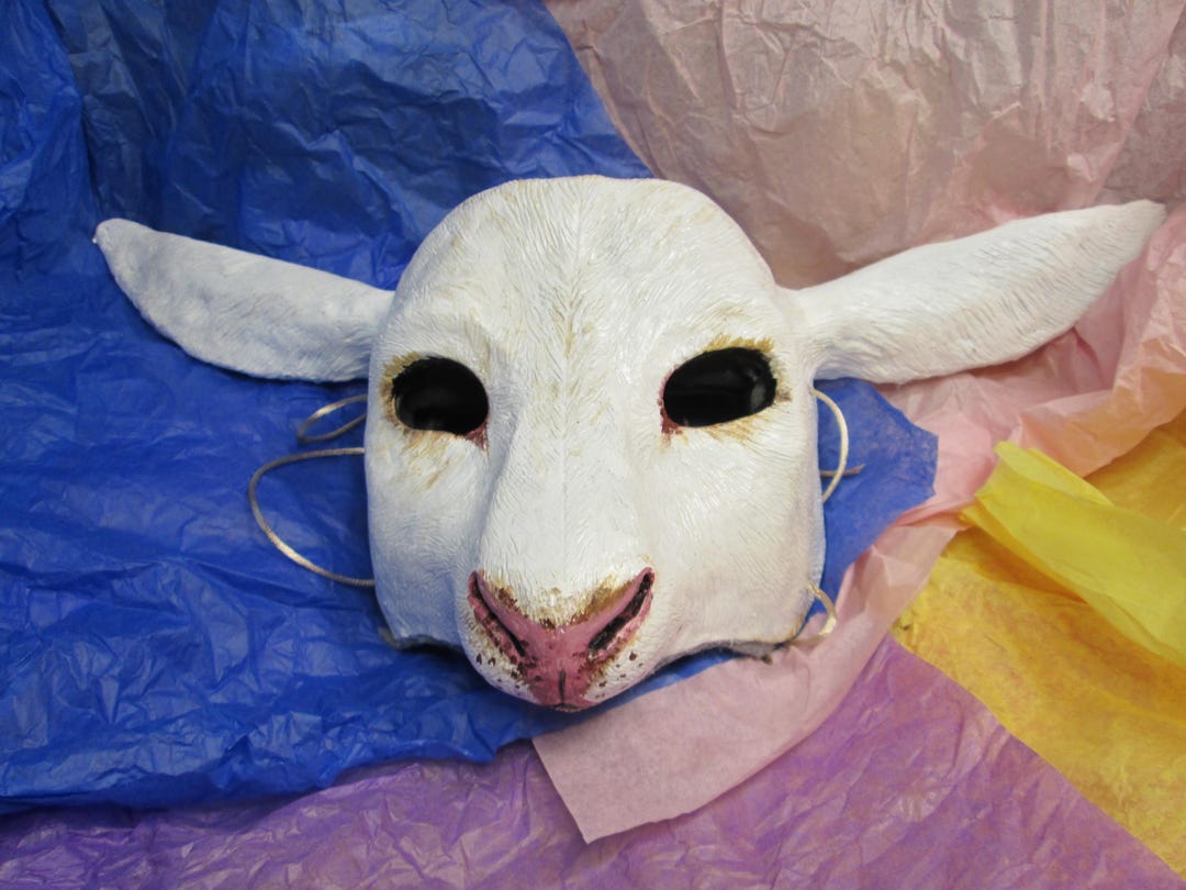 Handmade and Hand Painted Costume Sheep Mask: Animal Spirit Masquerade ...