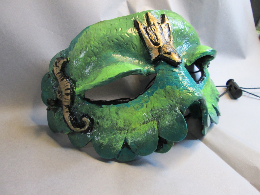 Merman, Creature Mask, Sea, Green, Masquerade Mask, Costume Mask, Green ...