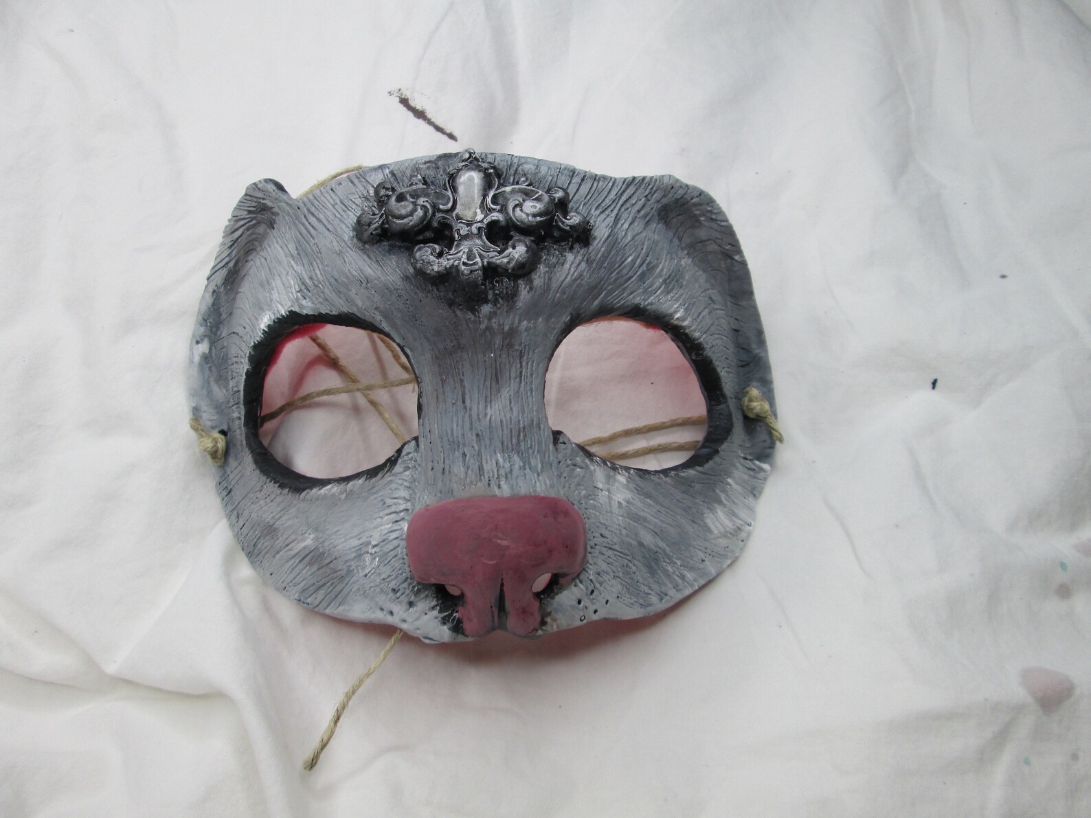 Silver mink mask Ferret animal mask hand painted pink | Etsy