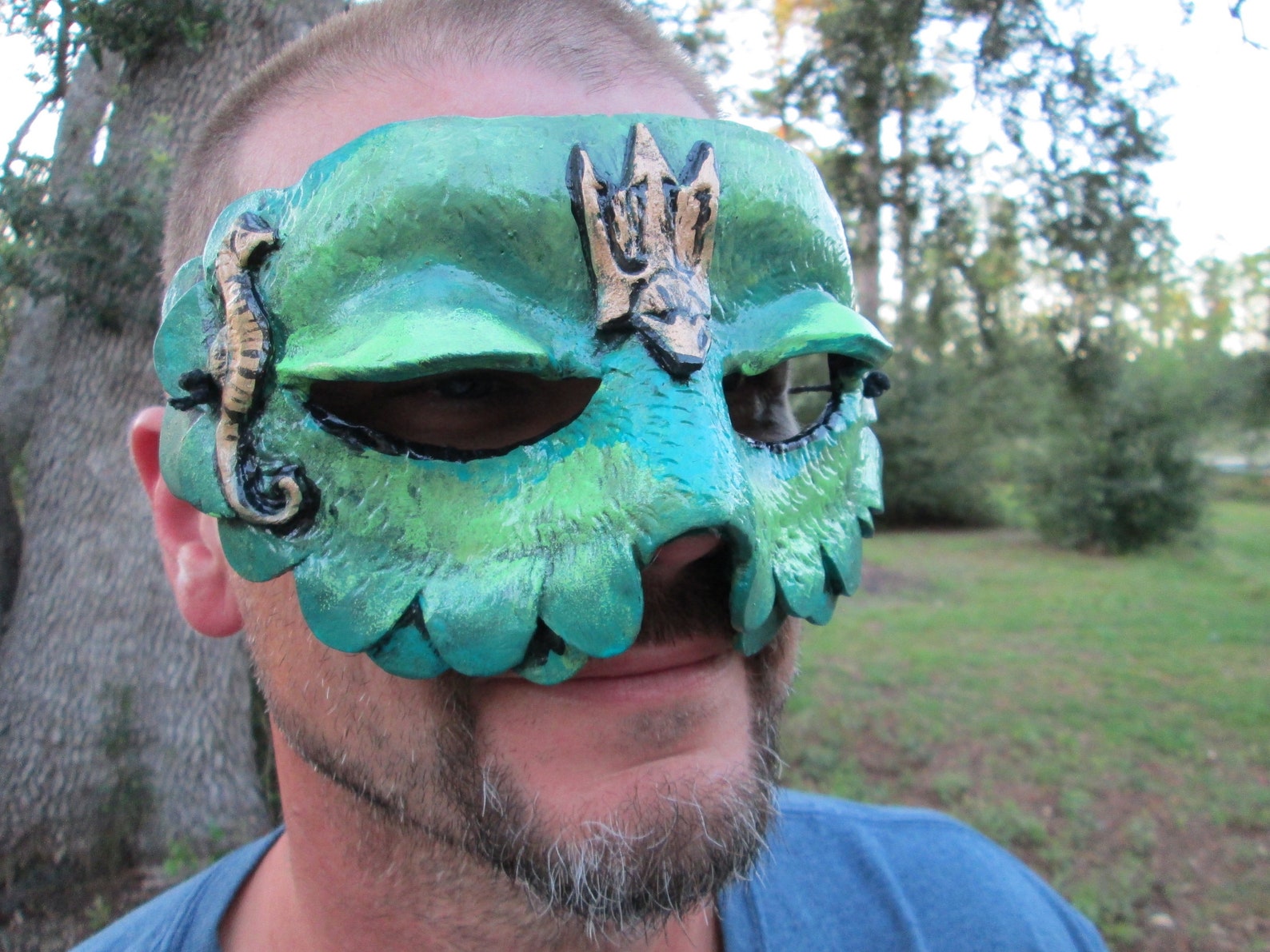 Merman Creature Mask Sea Green Masquerade Mask Costume | Etsy