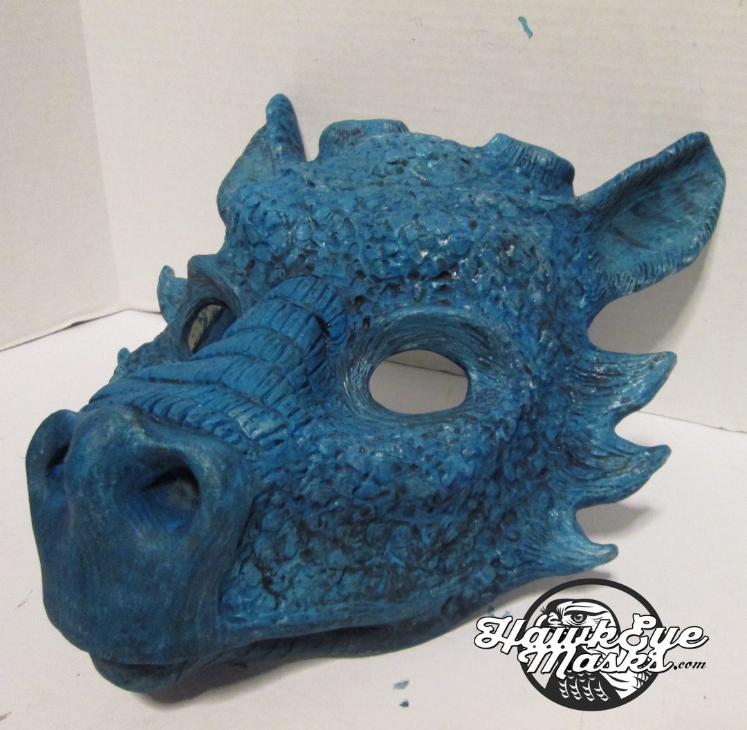 Custom Horns Ice Dragon Mask: Handmade Cosplay Costume Mask - Etsy